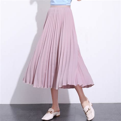 Solid Pleated Ankle Length Skirt After Moda