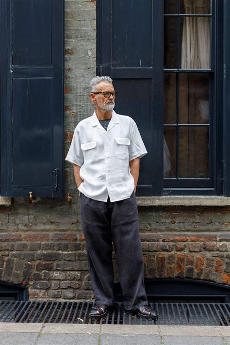 Open Collar Shirt Linen Twill In Off White Using A Specially Developed Linen Twill We Created A