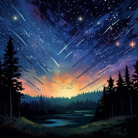 Premium Ai Image Mesmerizing Meteor Shower In Fantasy Setting
