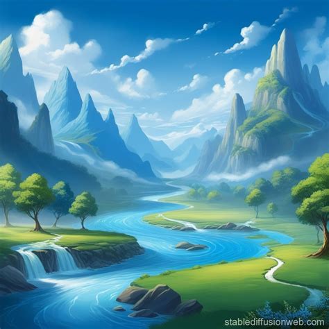 Merging Rivers Landscape Stable Diffusion Online