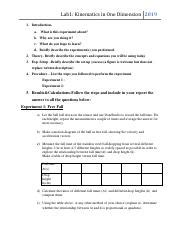 Lab1 Kinematics1D Pdf Lab1 Kinematics In One Dimension 2019 1 Introductiona What Is This