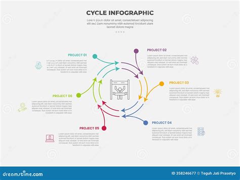 Cycle Base Infographic Outline Style With 4 Point Template With Creative Circle With Circle