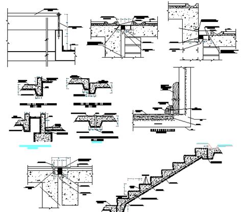 Staircase Sectional And Constructive Details Of Industrial Plant Dwg File Cadbull