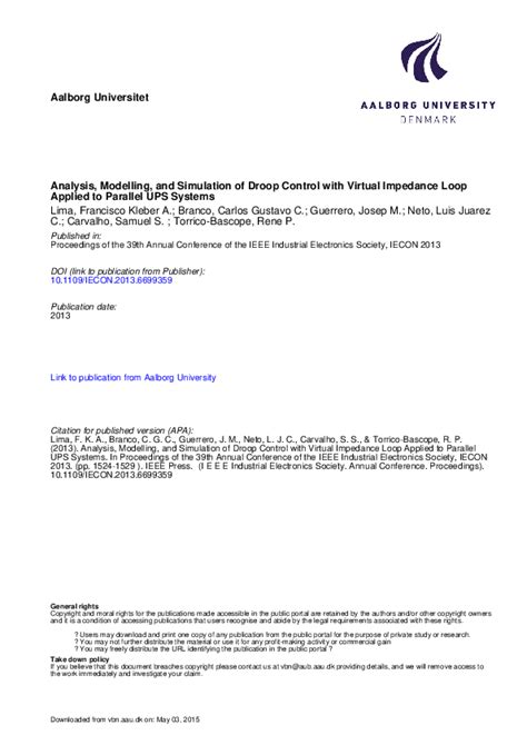 Pdf Analysis Modelling And Simulation Of Droop Control With Virtual