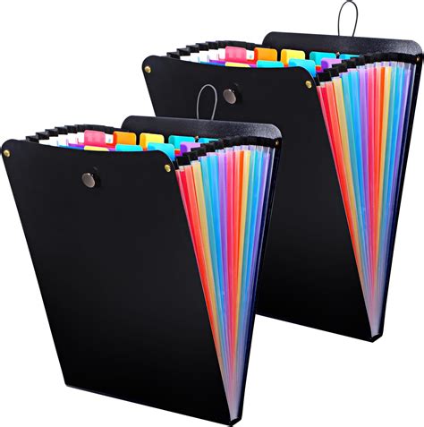 2 Pcs Expanding File Folder 13 Pockets Vertical File Folder Accordion File