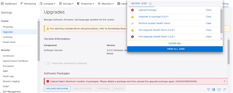 PowerStore Upgrade Package Upload Fails Due To Maximum Number Of