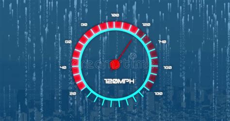 Animation Of Speedometer And Binary Coding Against Aerial View Of