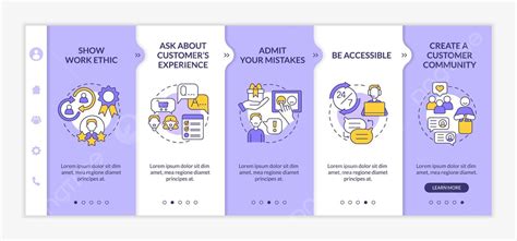 Purple And White Onboarding Template With Valuable Customer Service Tips Vector Vector Rule