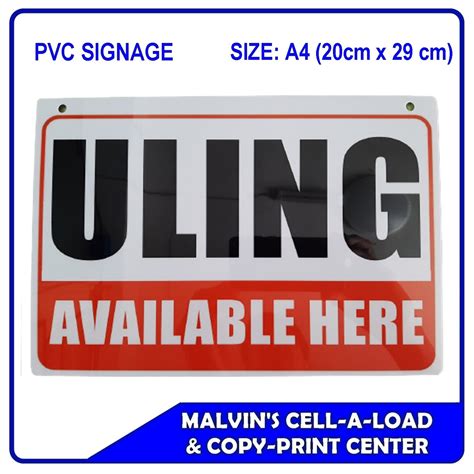Pvc Signage Uling Size A4 Lazada Ph