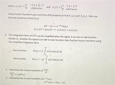 Solved 1 Using Integration Form Of Fourier Transform