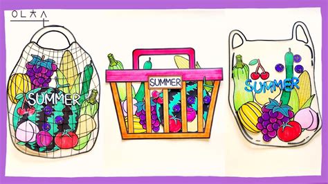 [여름 장바구니] 여름 만들기 도안 여름 과일 여름 채소 시장놀이 Youtube