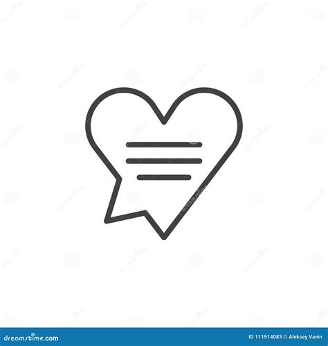 Heart Shape Speech Bubble Outline Icon Stock Vector Illustration Of Perfect Single 111914083