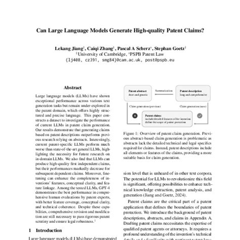 Can Large Language Models Generate High Quality Patent Claims Acl