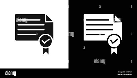 Certificate Icon Logo Sign Vector Outline In Black And White Color