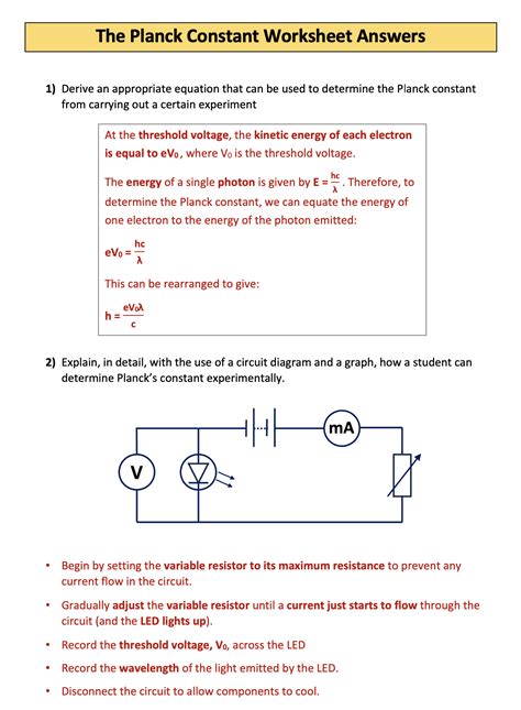 The Planck Constant A Level Physics Teaching Resources