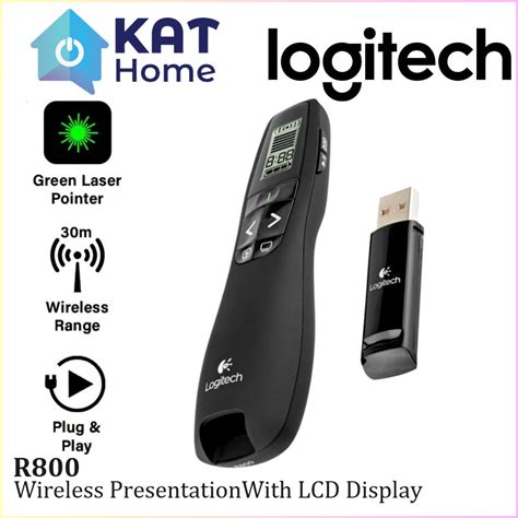 Logitech R800 Laser Presenter Pointer Green 2 4ghz With Lcd Display For