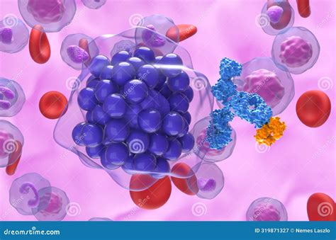 Monoclonal Antibody Treatment In Diffuse Large B Cell Lymphoma Dlbcl Closeup View 3d