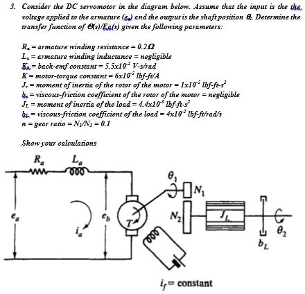 Consider The DC Servomotor In The Diagram Below Assume That The Input Is The The Voltage