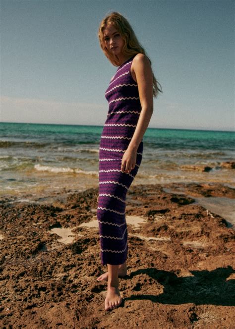 Eliona Dress Purple Ecru Organic Cotton Organic Textile