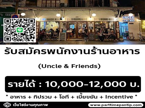 รับสมัครพนักงานร้านอาหาร Uncle And Friends หางาน Part Time งานพิเศษ เสาร์ อาทิตย์ งานทําที่บ้าน