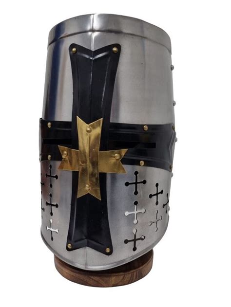 Medieval Crusader Knight Helmet Wearable On An Average Human Head