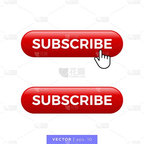 订阅红色按钮矢量库存插图设计模板。