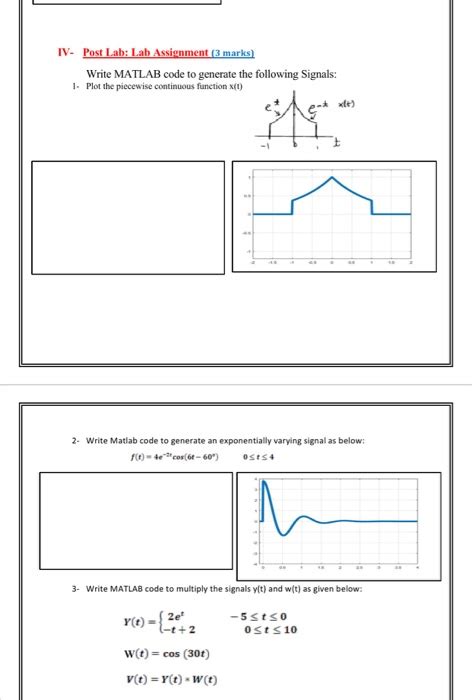 Solved Iv Post Lab Lab Assignment 3 Marks Write Matlab
