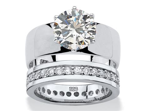 Palmbeach Jewelry Round Cubic Zirconia 2 Piece Solitaire And Eternity