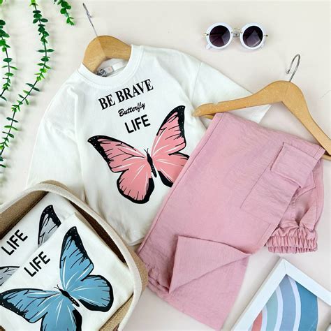 فروشگاه اینترنتی لباس بچه گانه کودک من کراپ شلوار کارگو پروانه