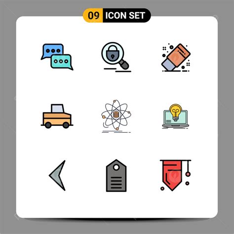 User Interface Pack Of 9 Basic Filledline Flat Colors Of Data Colors Flat Car Png And Vector