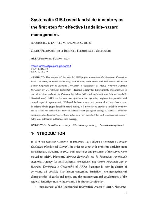 Pdf Systematic Gis Based Landslide Inventory As The First Step For