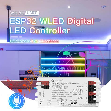 Gledopto Esp32 Wled Led Controller Mic Uart Download Music Sound Dynamic Rgb Diy Wifi Ws2811