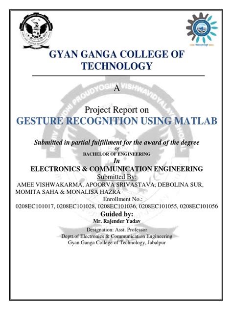 A Project Report On Gesture Recognition Using Matlab Pdf Matlab Artificial Neural Network