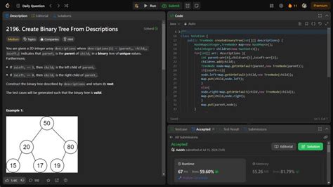 Potd Create Binary Tree From Descriptions Aalekh Maurya Posted On The Topic Linkedin