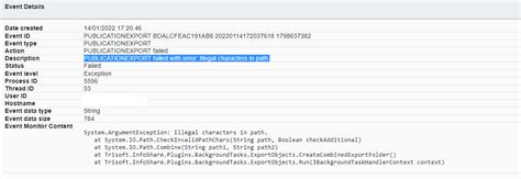 Error Message When Exporting Objects In Web Client Publicationexport Failed With Error Illegal