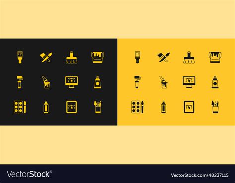 Set Paint Bucket Marker Pen Computer With Design Vector Image