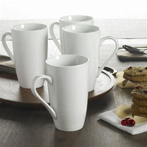 Tabletops Gallery 20 Ounce Latte Large Mugs Set Of 4 White Walmart