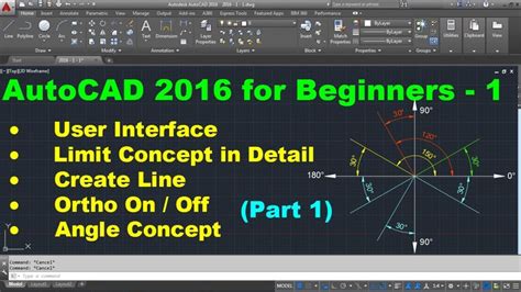 Autocad 2016 Tutorial For Beginners 1 Part 1 Of 2 Autocad 2016 Autocad Tutorial Autocad
