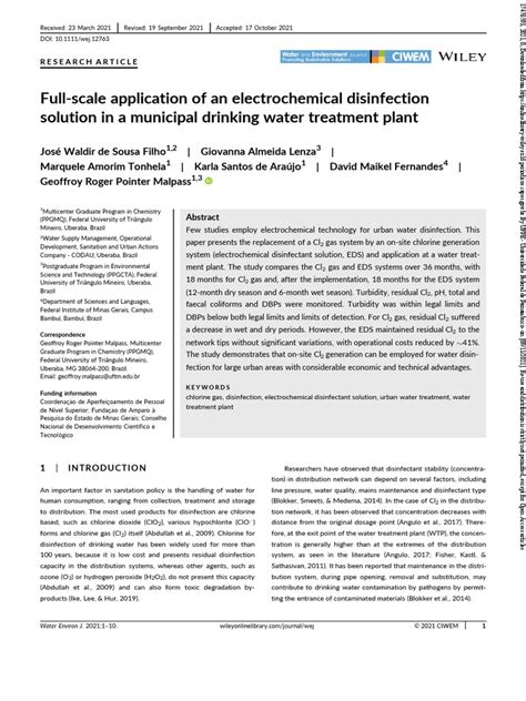 Full Scale Application Of An Electrochemical Disinfection Solution In A Municipal Drinking Water