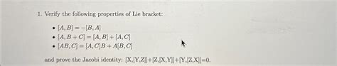 solved verify the following properties of lie