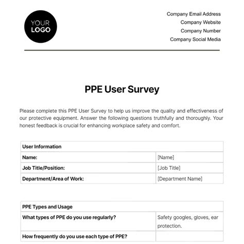 Free Ppe User Survey Template To Edit Online