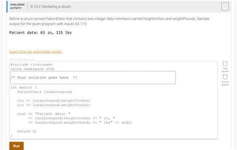 Solved Define A Struct Named Patientdata That Contains Two