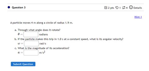 Solved A Particle Moves M Along A Circle Of Radius M Chegg