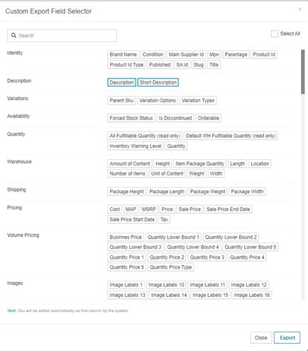 Exporting Descriptions With Custom Export Field Selector StoreAutomator