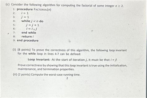Solved C Consider The Following Algorithm For Computing