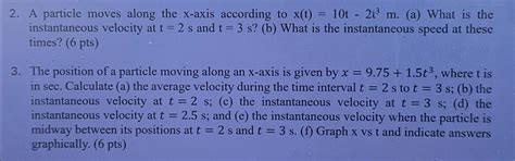 solved a particle moves along the x axis according to