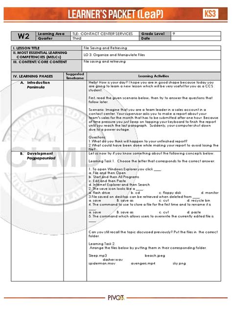 Tle Ict Cs9 W2 Pdf Computer File Icon Computing