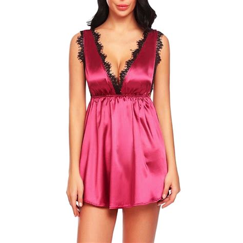 Ersazi Plus Size Silk Pajamas Plus Size Lace Sleepwear Lingerie