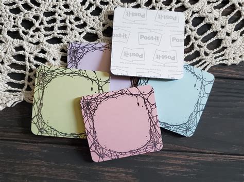 Pastel Goth Spider Web Sticky Notes Paper Haunt White Stag Art