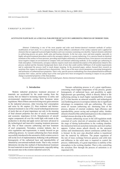 Pdf Acetylene Flow Rate As A Crucial Parameter Of Vacuum Carburizing Process Of Modern Tool Steels